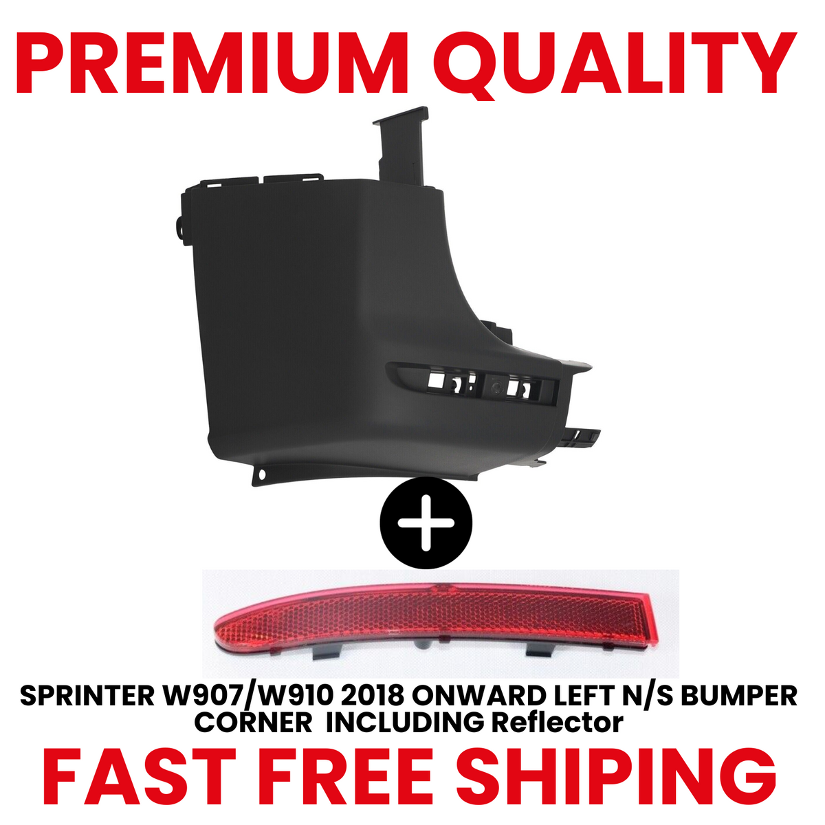 SPRINTER W907/W910 2018-2023 LEFT N/S BUMPER CORNER INCLUDING Reflecto ...