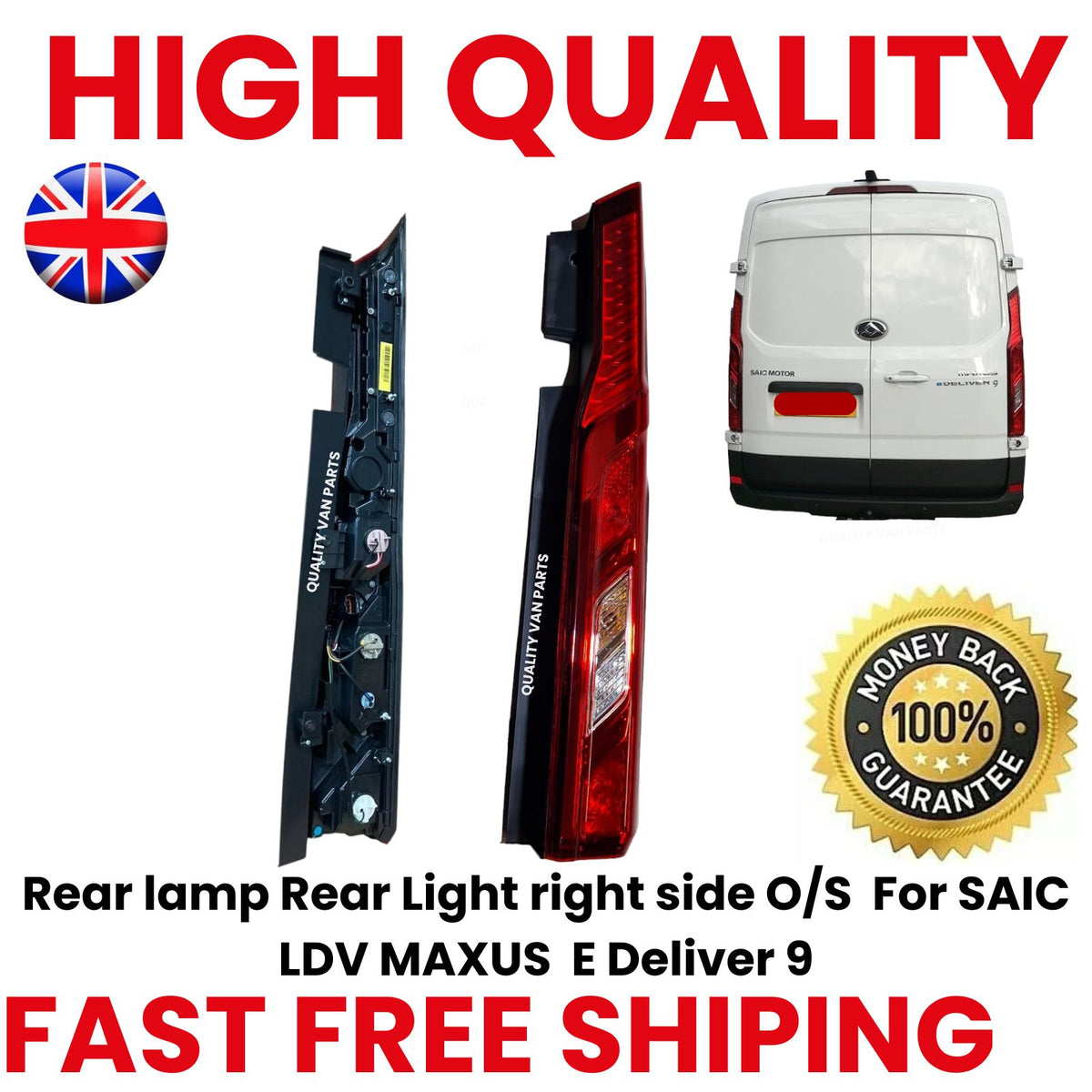Rear lamp Rear Light right side O/S For SAIC LDV MAXUS E Deliver 9 — T ...